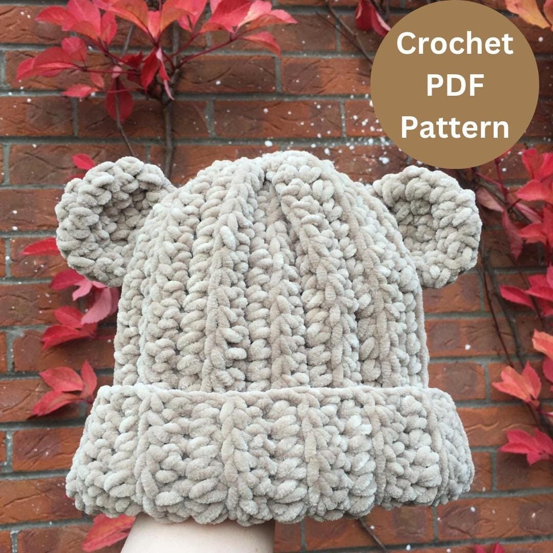 Teddy Bear Beanie Crochet Pattern PDF Download Intermediate - Etsy
