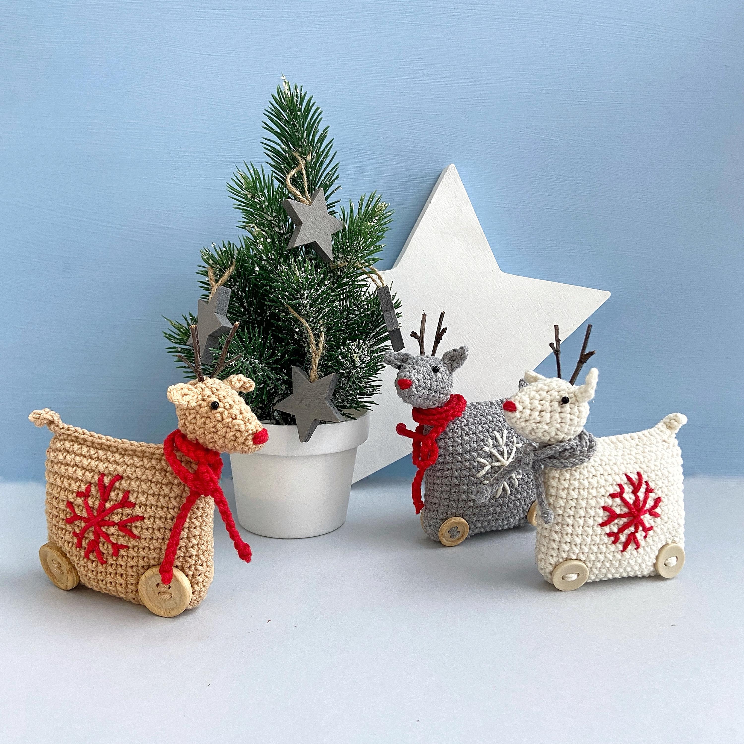 Christmas Deer Crochet Patterns, Christmas Tree Decor, Scandi Deer ...