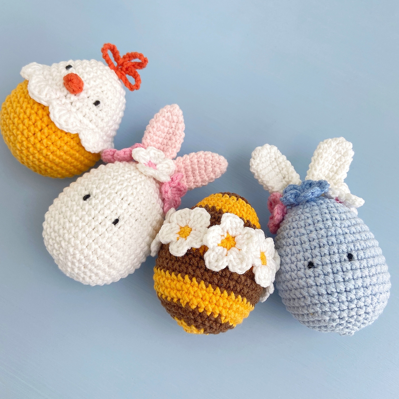 Easter Eggs Crochet Pattern Flower Bunny Ornament Bee Pdf - Etsy