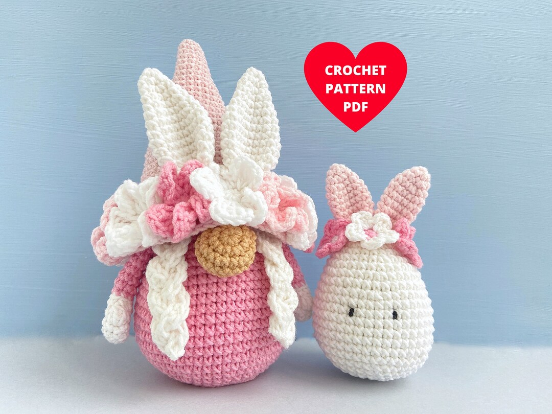 Bunny Gnome Crochet Pattern, Flower Gnome, Spring Garden Gnome PDF ...