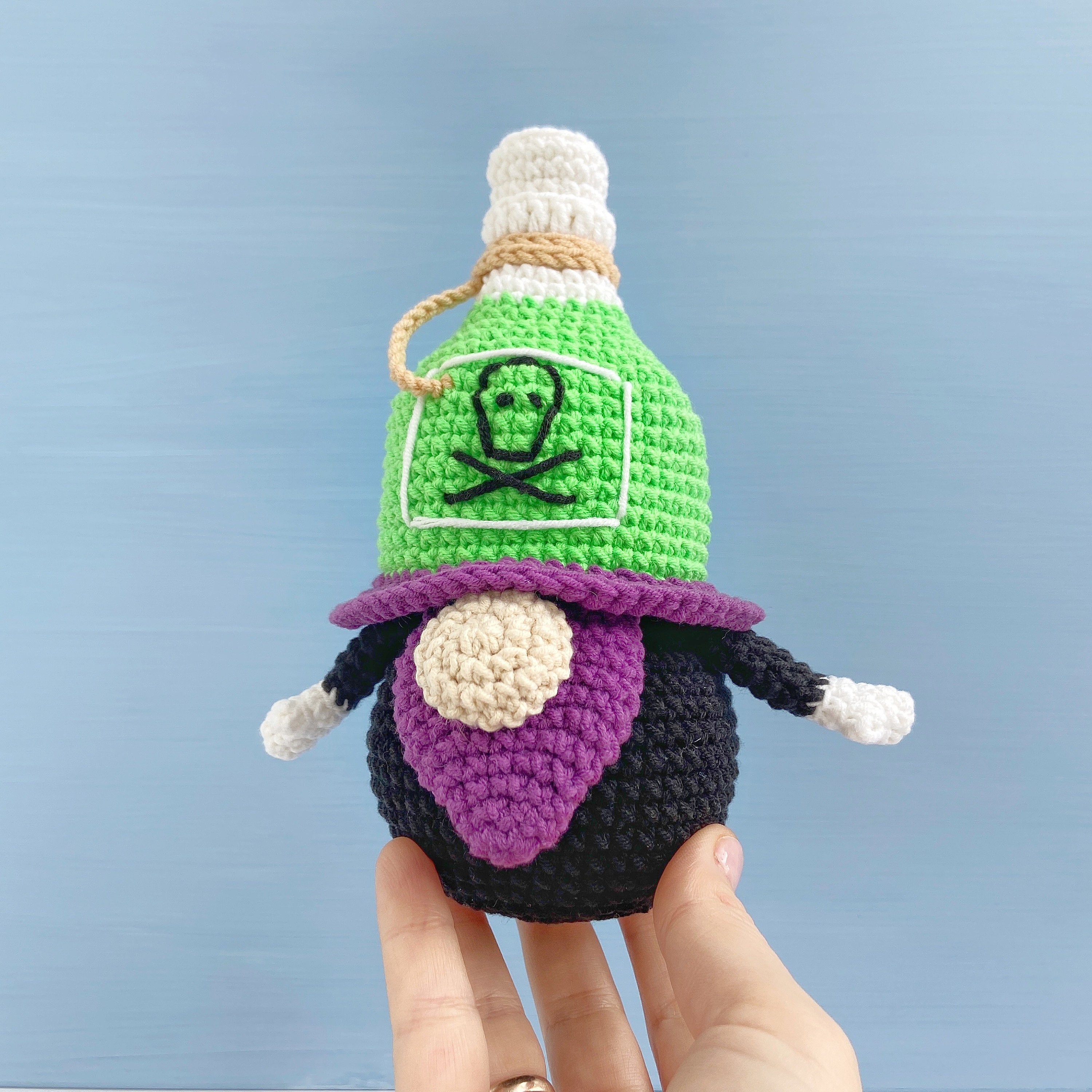 Halloween Poison Vial Gnome Crochet Pattern With Keychain Poison Vial ...
