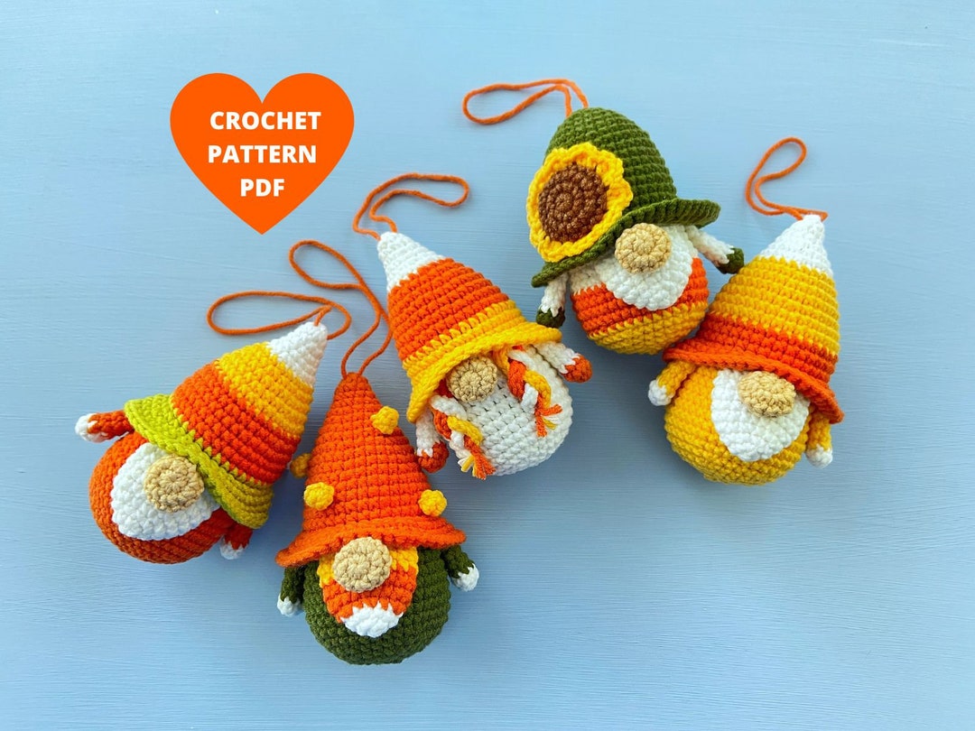 Candy Corn Gnome Crochet Pattern, Fall Gnome Garland, Thanksgiving ...