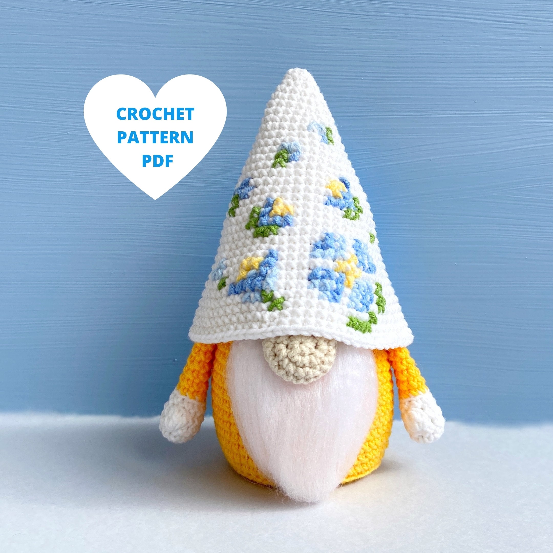 Crochet Pattern Spring Gnome With Cross Stitch Hat Holiday | Etsy