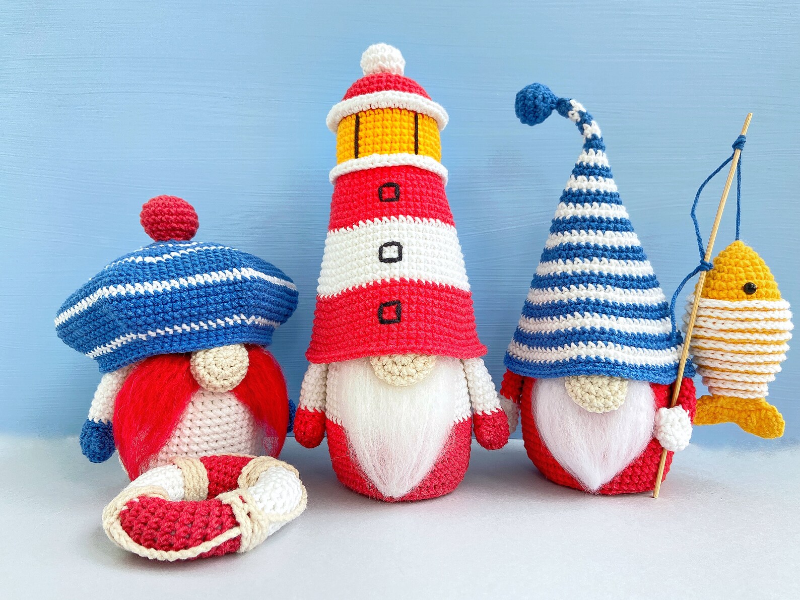 Summer Sea Gnomes Crochet Patterns, Sailor Boy, Lighthouse and ...