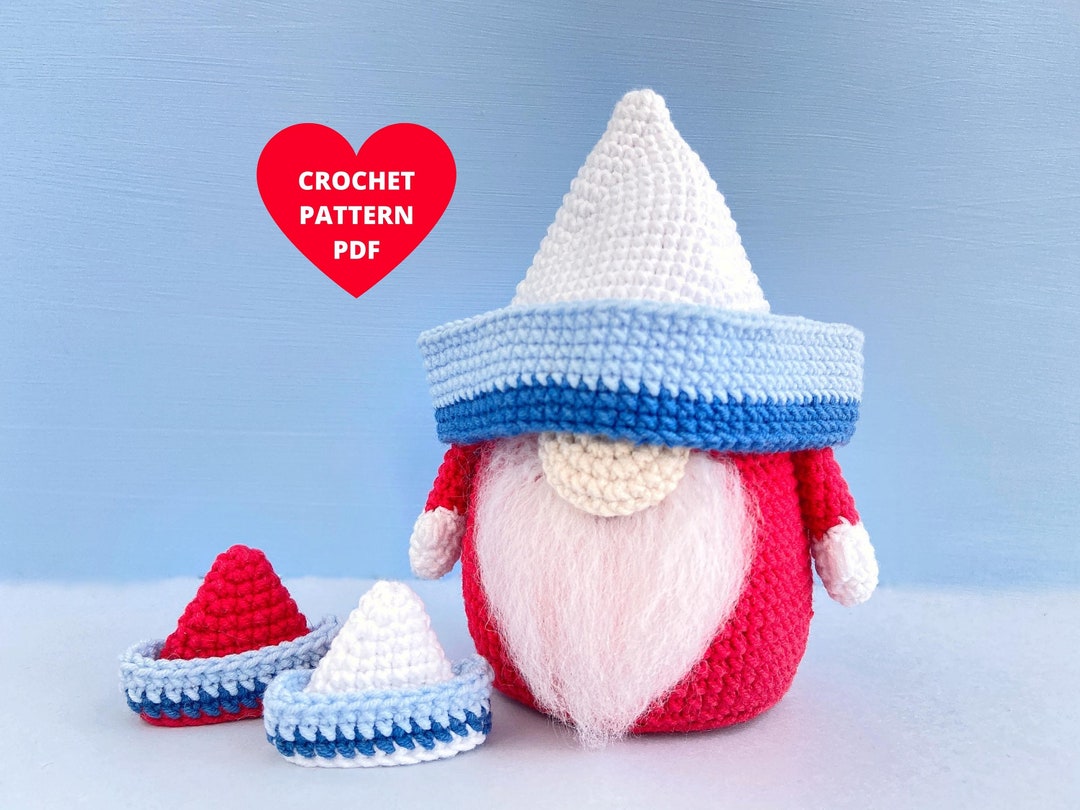 Boat Gnome Crochet Pattern, Summer Sea Gnome, Holiday Gnome, Amigurumi ...