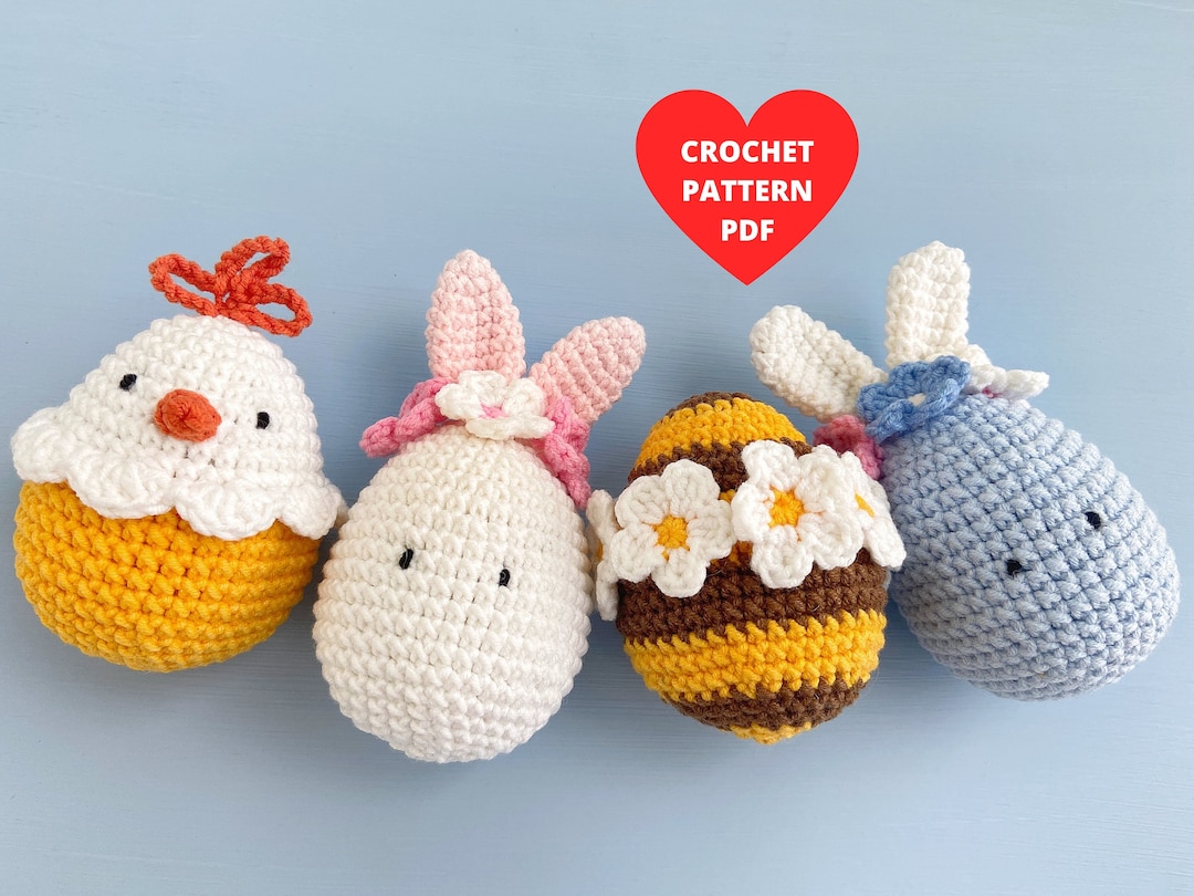 Easter Eggs Crochet Pattern, Flower Bunny Ornament, Bee Pdf , Chicken Décor, Spring Garden PDF ...
