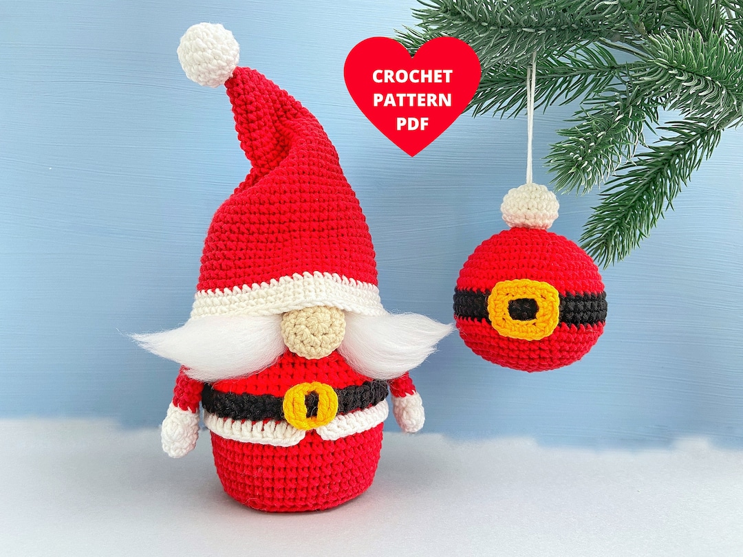 Crochet Pattern Santa Gnome and Christmas Tree Ornament, Christmas ...
