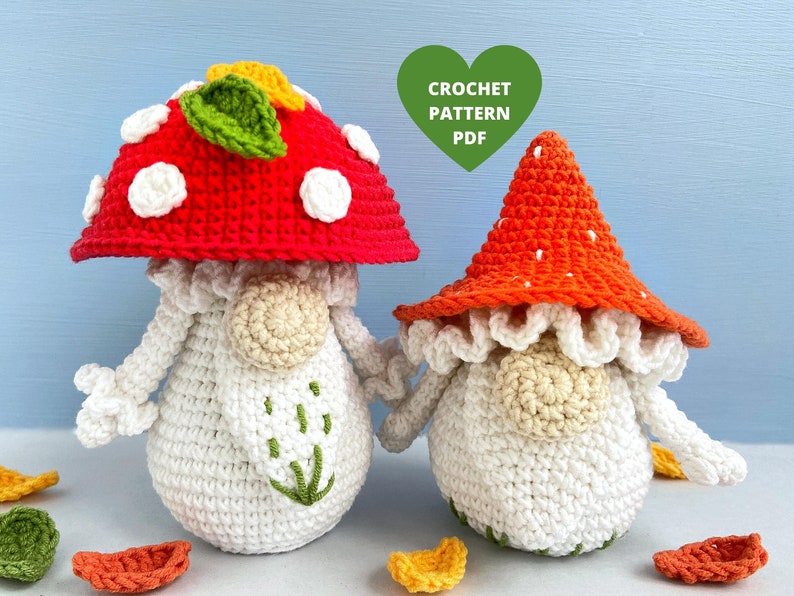 Crochet Pattern Mushrooms Gnomes Bundle Fall Gnomes - Etsy