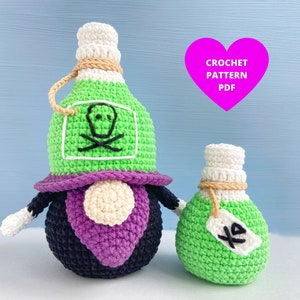 Halloween Poison Vial Gnome Crochet Pattern With Keychain Poison Vial ...