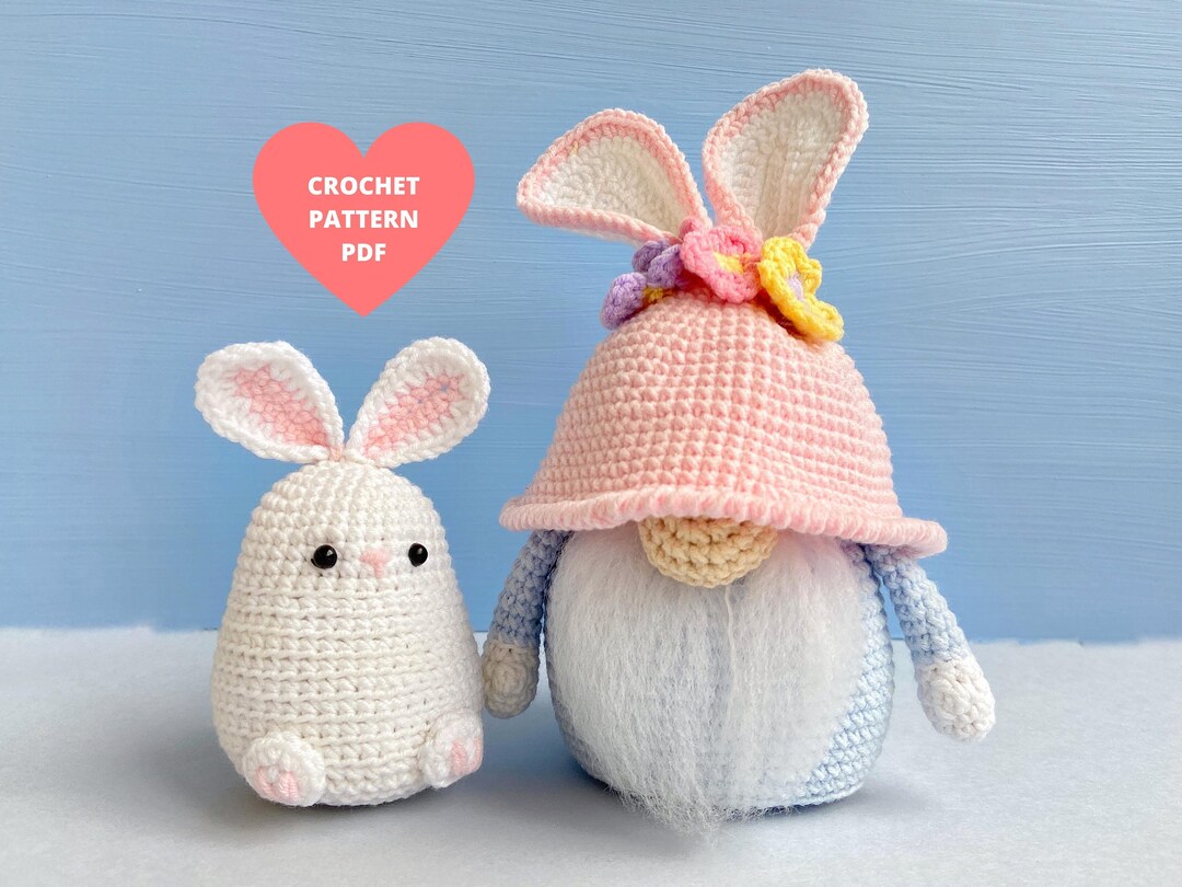 Easter Bunny Gnome Crochet Pattern, Amigurumi Bunny PDF Patterns ...