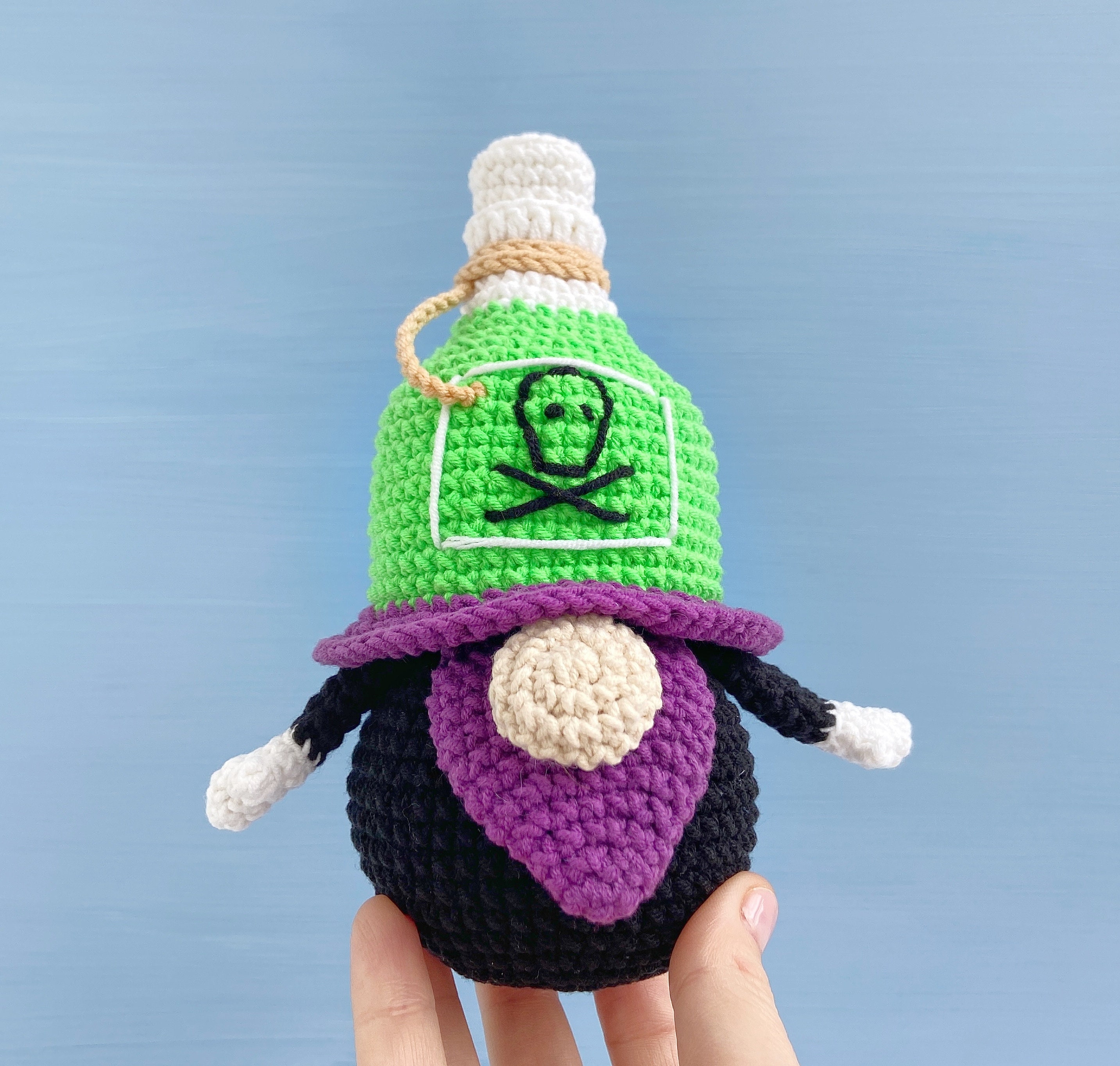 Halloween Poison Vial Gnome Crochet Pattern With Keychain Poison Vial ...