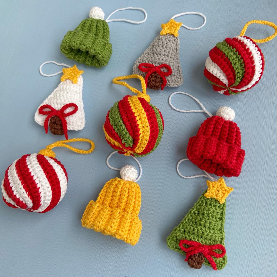 Christmas Ornaments Crochet Patterns, Tree Bauble, Tiny Tree, Christmas ...