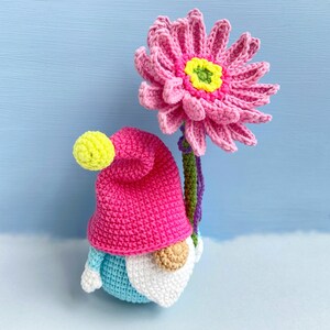 Flower Gnome Crochet Pattern, Birthday Gnome With Gerbera, Gerbera ...
