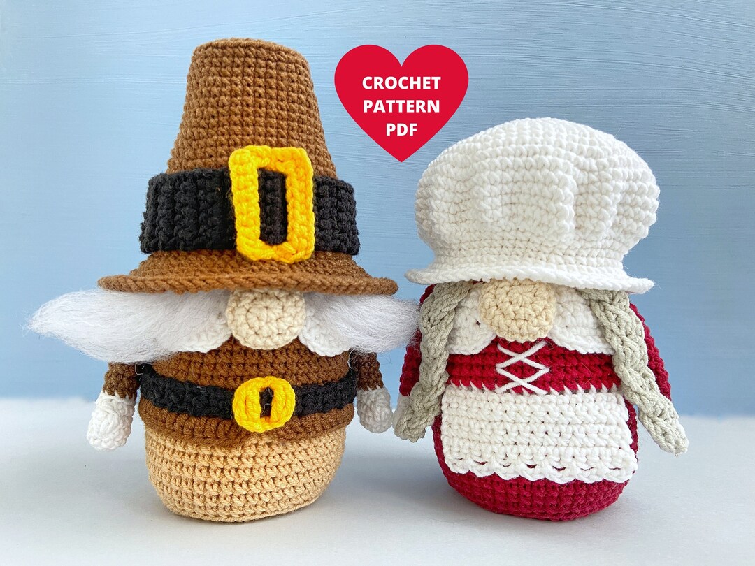 Thanksgiving Day Gnomes Crochet Pattern, Mr and Mrs Pilgrim Pdf Pattern ...