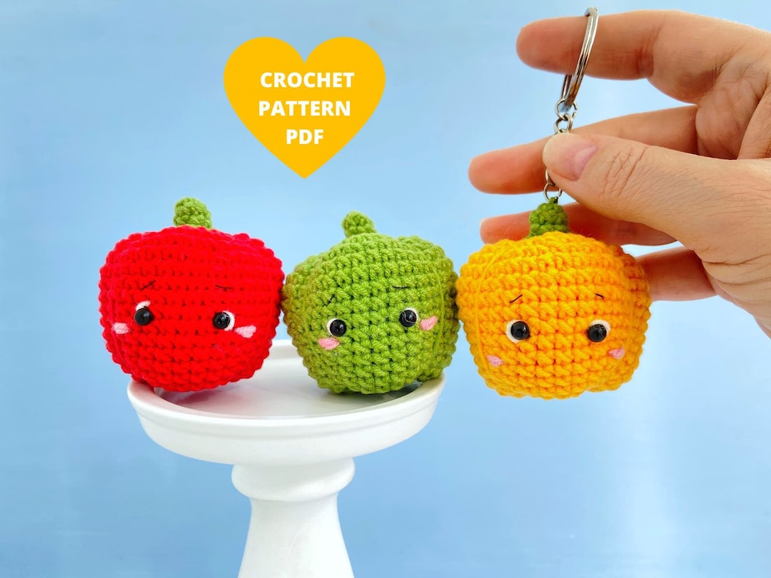 Crochet Pattern Bell Pepper Keychain, Thanksgiving Basket, Fall ...