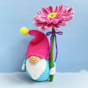 Flower Gnome Crochet Pattern, Birthday Gnome With Gerbera, Gerbera ...