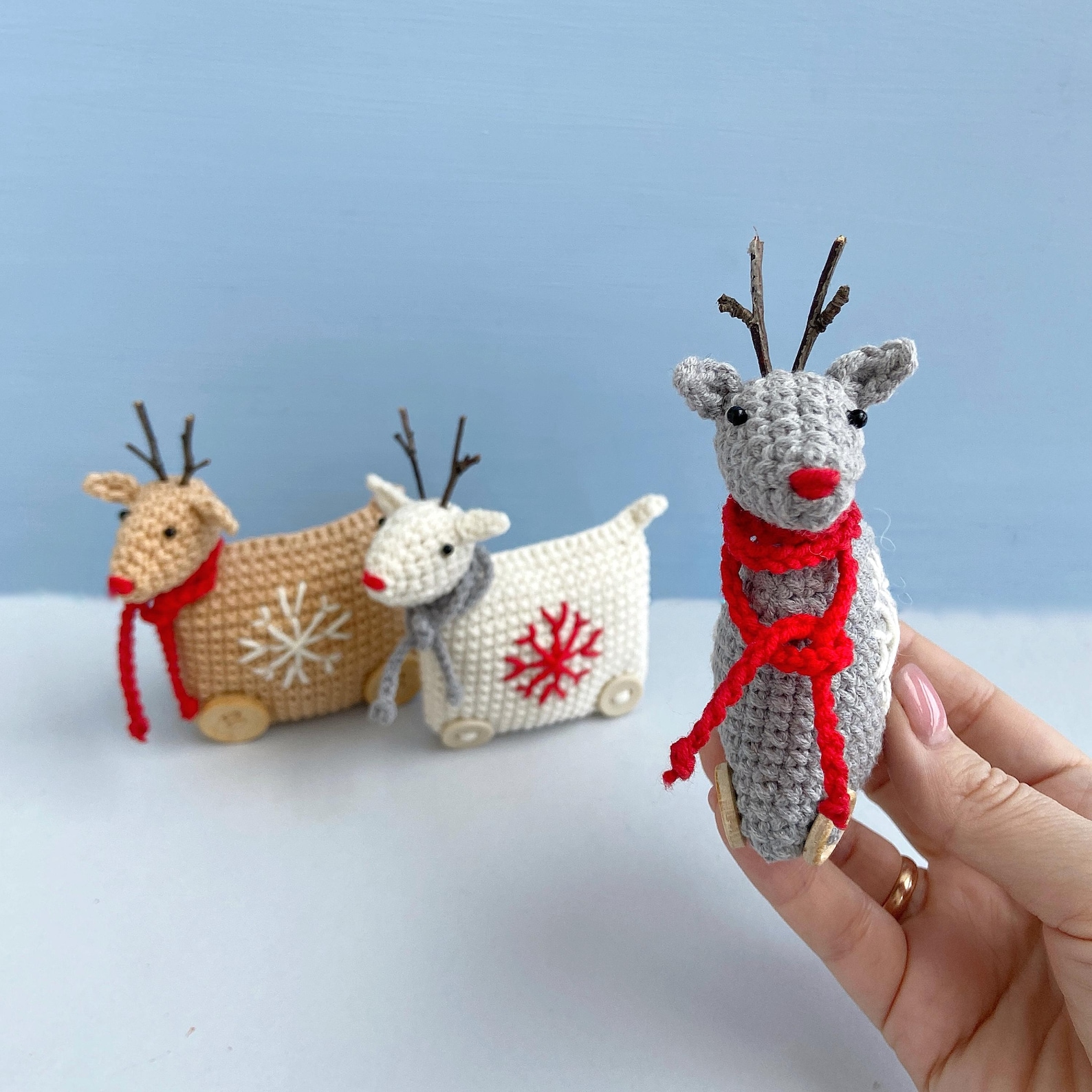 Christmas Deer Crochet Patterns, Christmas Tree Decor, Scandi Deer ...