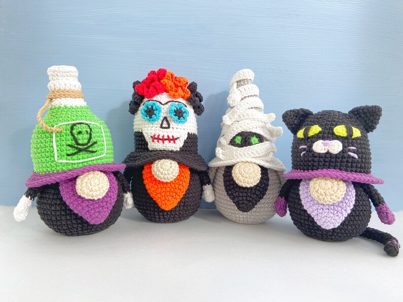 Bundle Halloween Gnomes Crochet Pattern Poison Vial, Scull, Mummy ...
