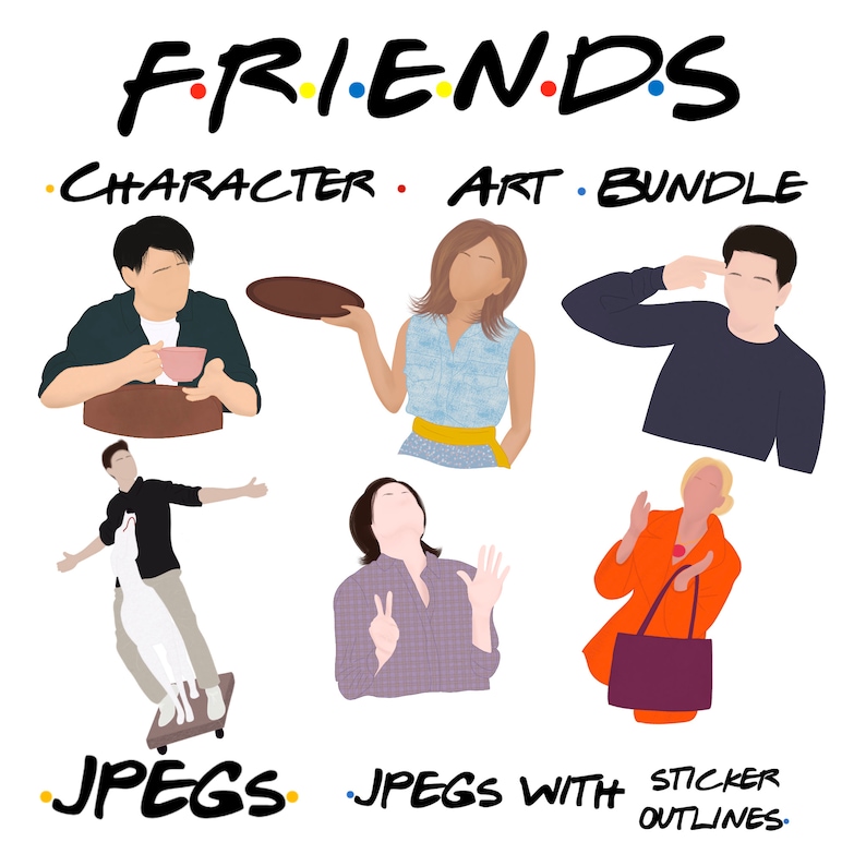 Friends TV Show Characters Art Bundle Digital Downloads Jpeg & | Etsy