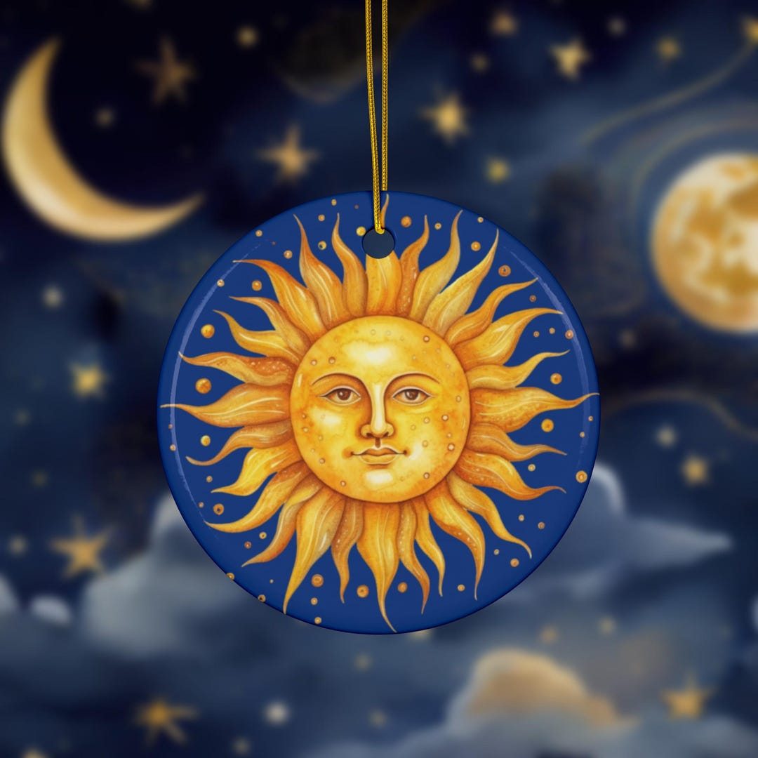 Celestial Sun Ceramic Ornaments, 2-sided, Great Gift for Our Space ...