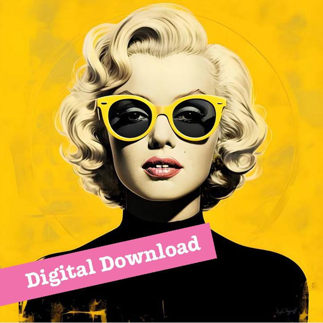 Digital Download - Marilyn Monroe Yellow Pop-art, Printable Wall Art ...