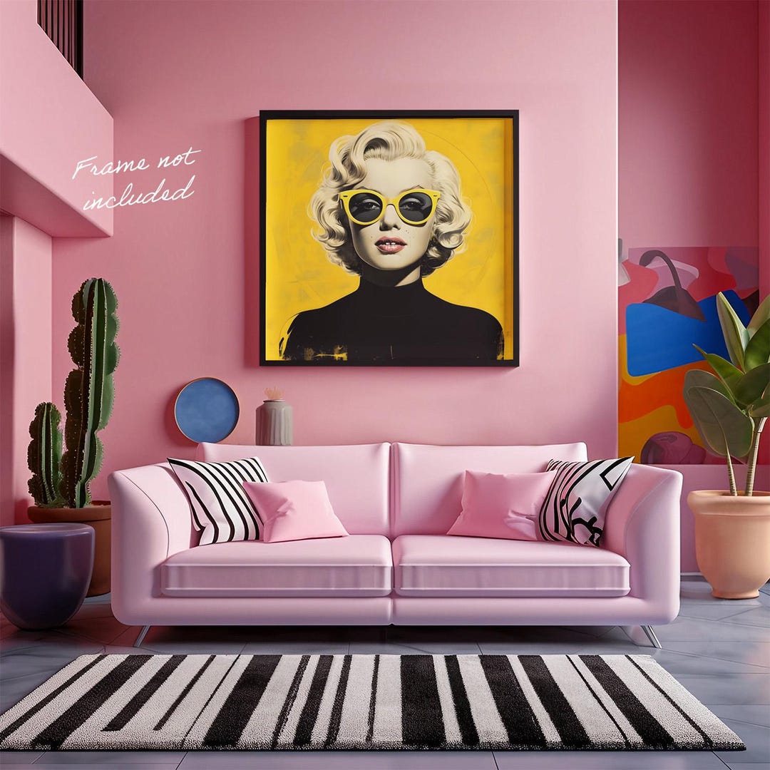 Marilyn Monroe Yellow Pop-art Wall Art, Print, Vintage Wall Art, Home ...