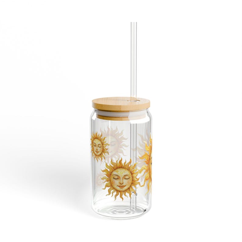Sun Face Sipper Glass, Celestial Drinking Cup, Whimsical Glassware ...