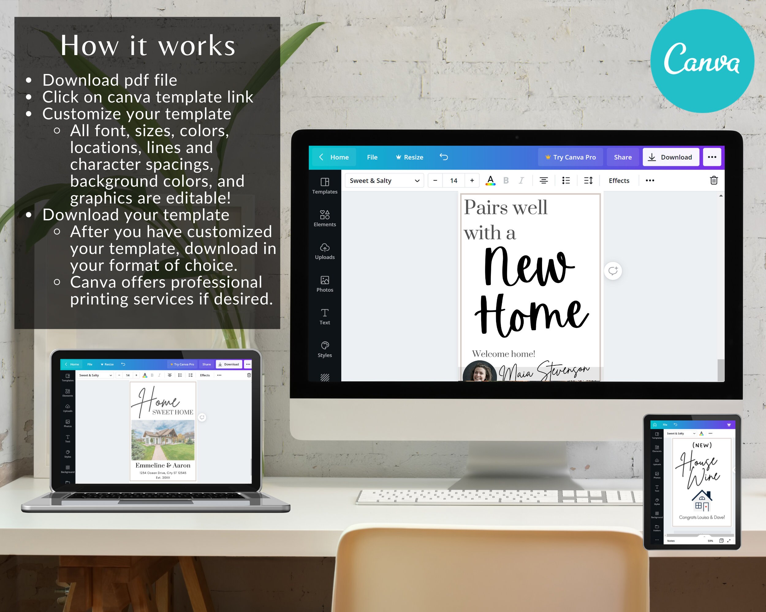 Welcome Home Wine Gift Label Template | Buyer Housewarming | Real ...