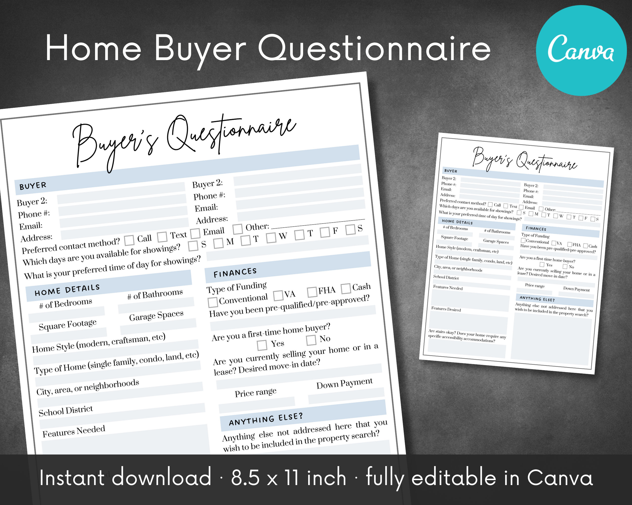 Detailed Buyer Questionnaire Template Home Buying Checklist Welcome New ...
