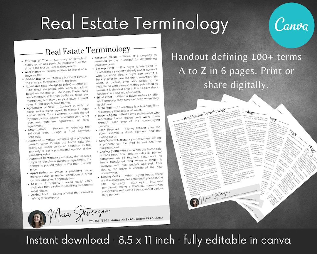 Real Estate Terminology Template | Customize & Edit in Canva | Home ...
