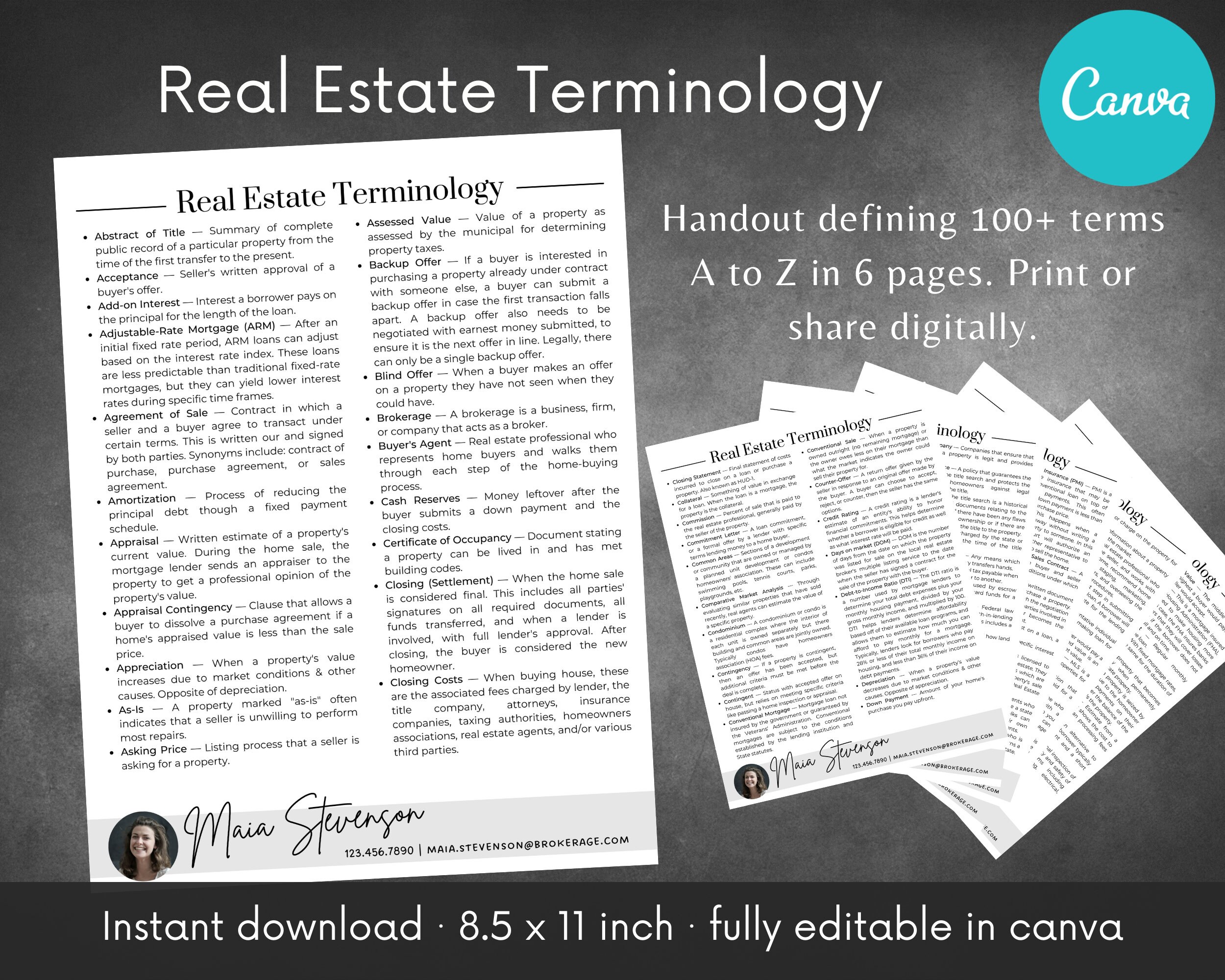 Real Estate Terminology Template | Customize & Edit in Canva | Home ...