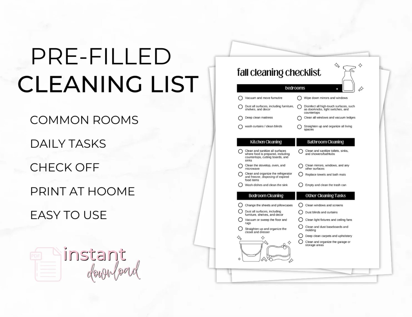 FALL Deep Cleaning Checklist Printable and Decluttering List File - Etsy