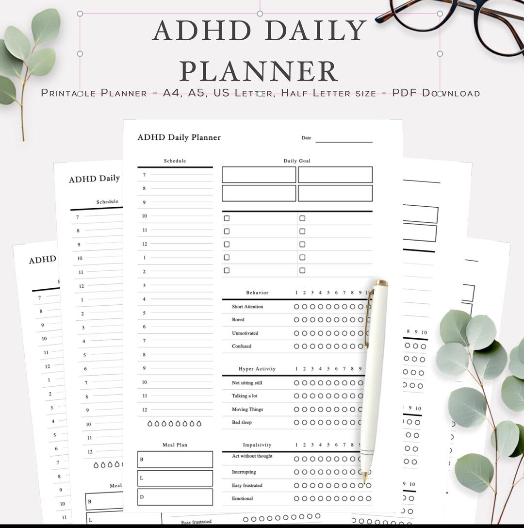 ADHD Daily Planner Digital Download - Printable Focus & Organization ...