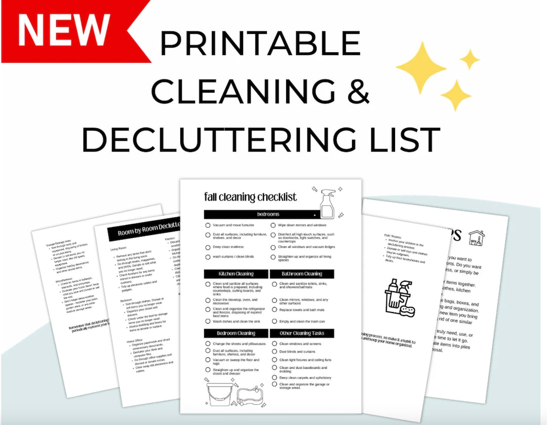 FALL Deep Cleaning Checklist Printable and Decluttering List File - Etsy