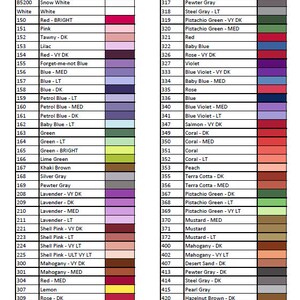 Printable DMC Thread Color Chart - Etsy
