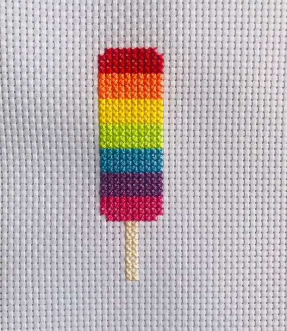 Rainbow Popsicle Cross Stitch Pattern PDF Modern Cross | Etsy