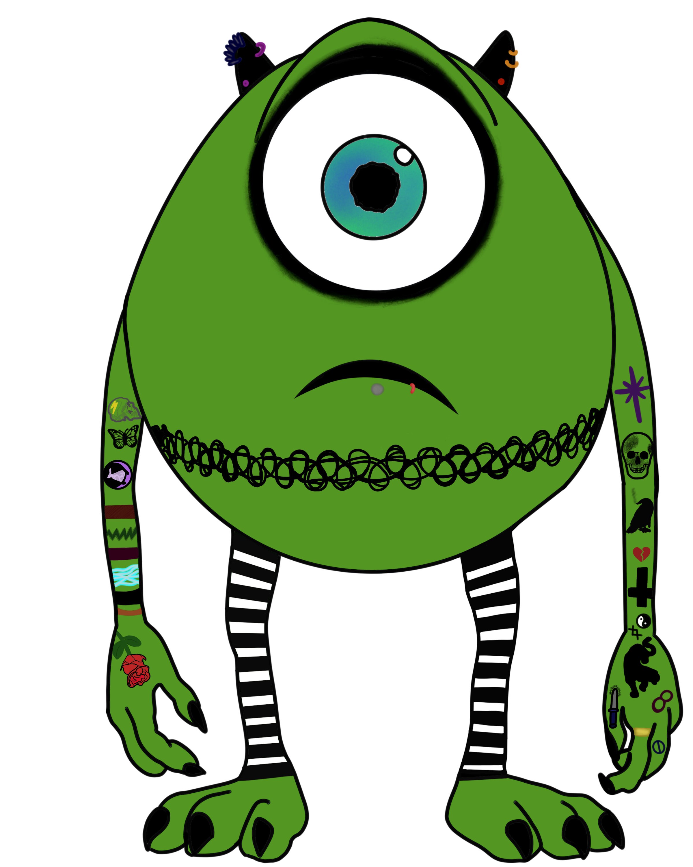 Emo Mike Wazowski Sticker - Etsy
