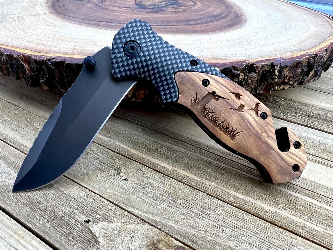 Bird Hunter Engraved Folding Knife, Upland Hunting Pocket Knife With ...