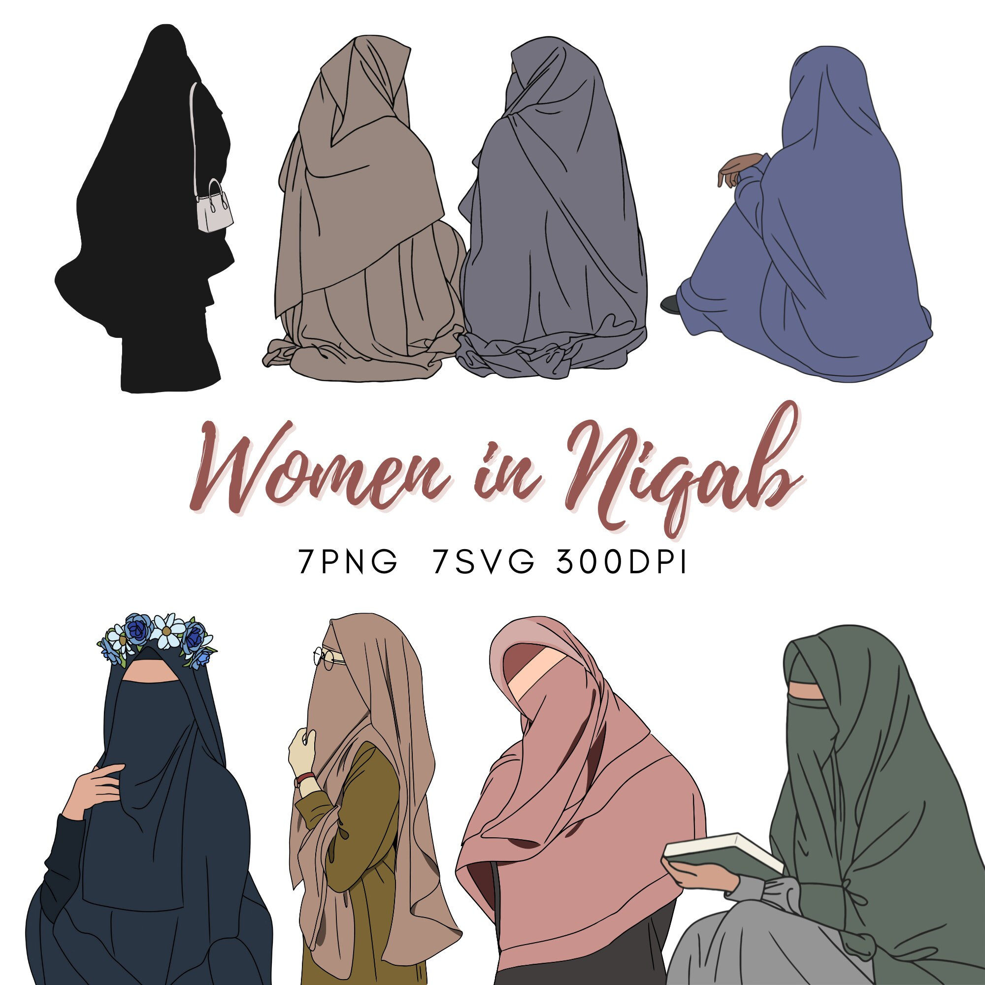 Women in Niqab Clipart - Niqabi Clipart - Muslim Clipart - PNG - SVG ...