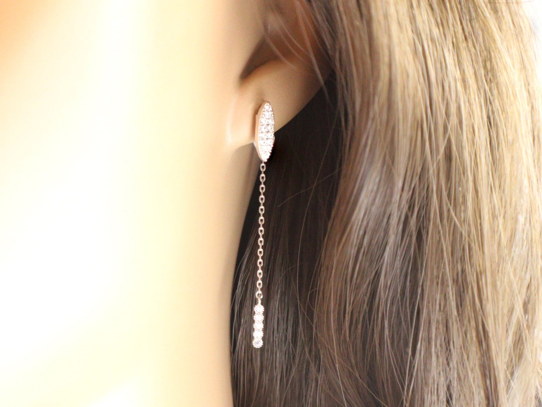 Front Back Earrings, Silver Ear Jacket, Teardrop Dangle Earrings ...