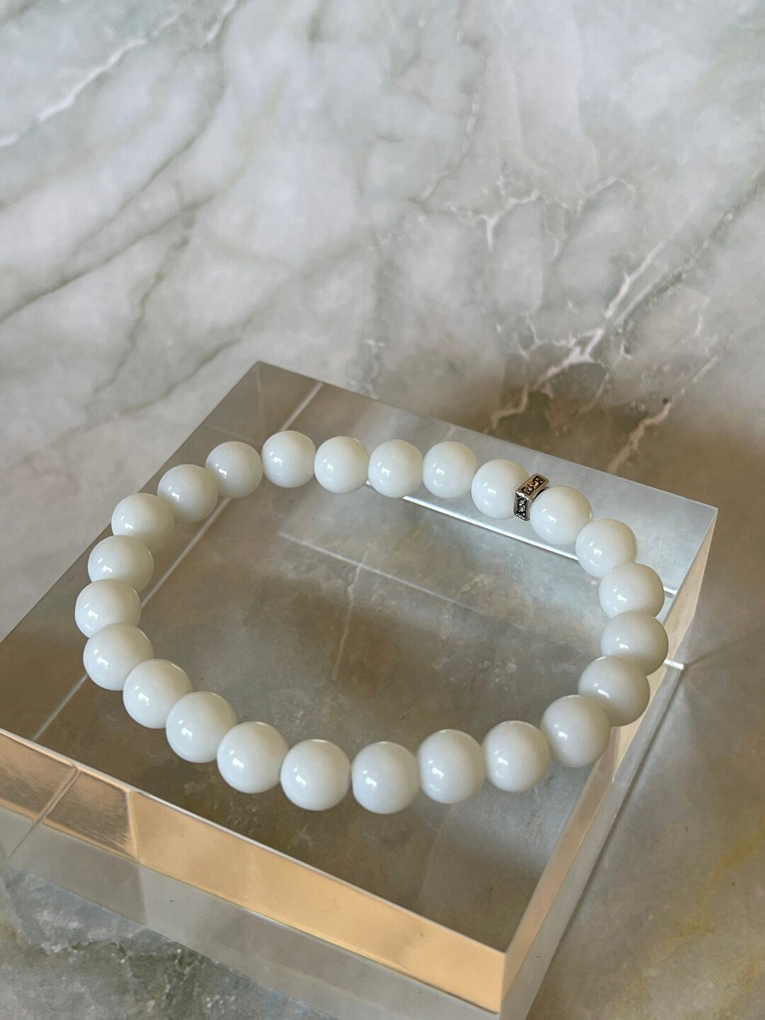 Snow White Jade 7.25 Grade AAA 8mm Stone Bracelet - Etsy