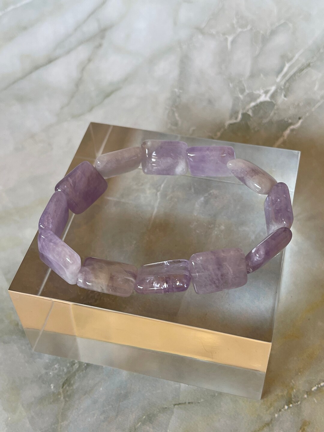 Lavender Amethyst Rectangle Stone Bracelet - Etsy