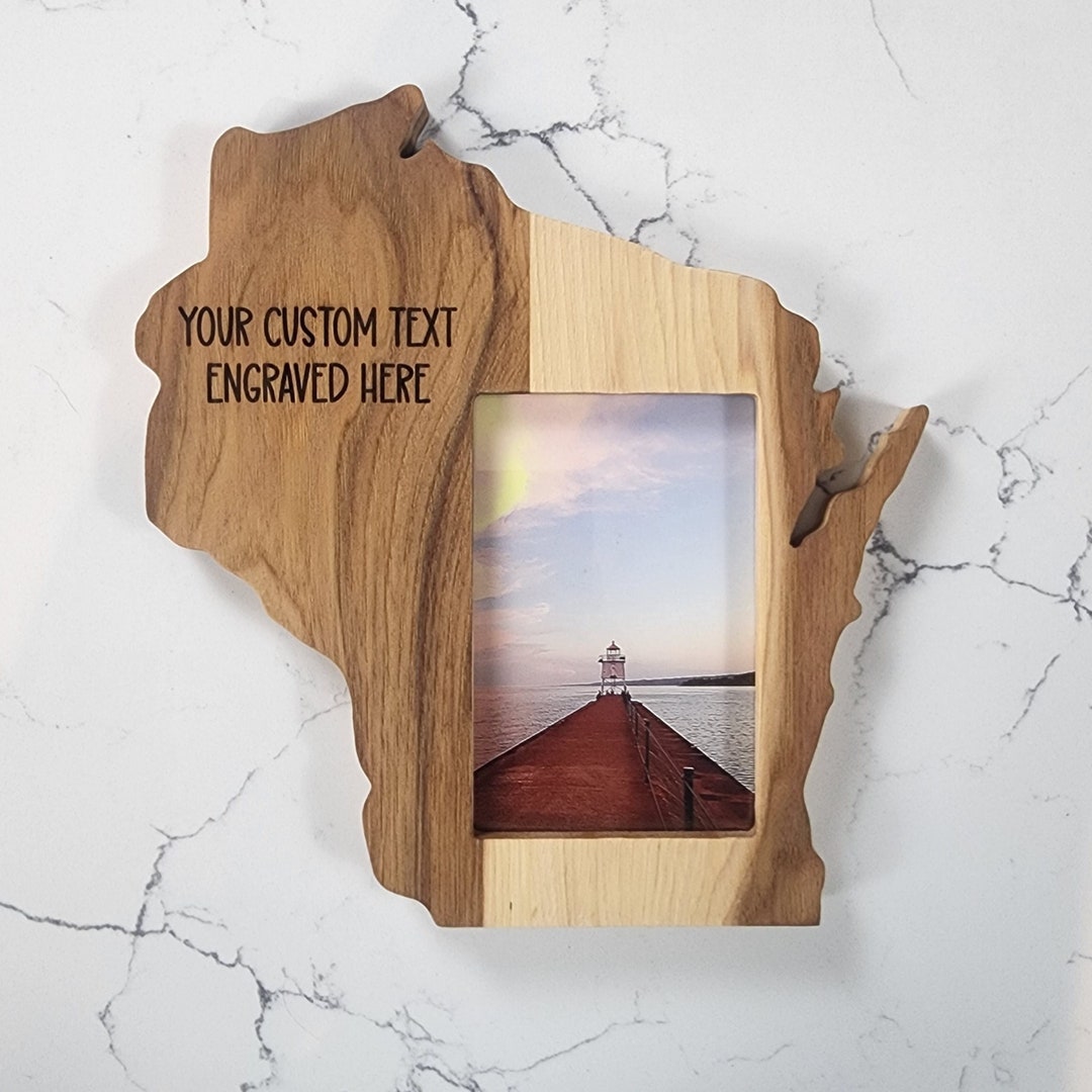 Personalized Wisconsin State Picture Frame 4x6 Handmade From Solid ...