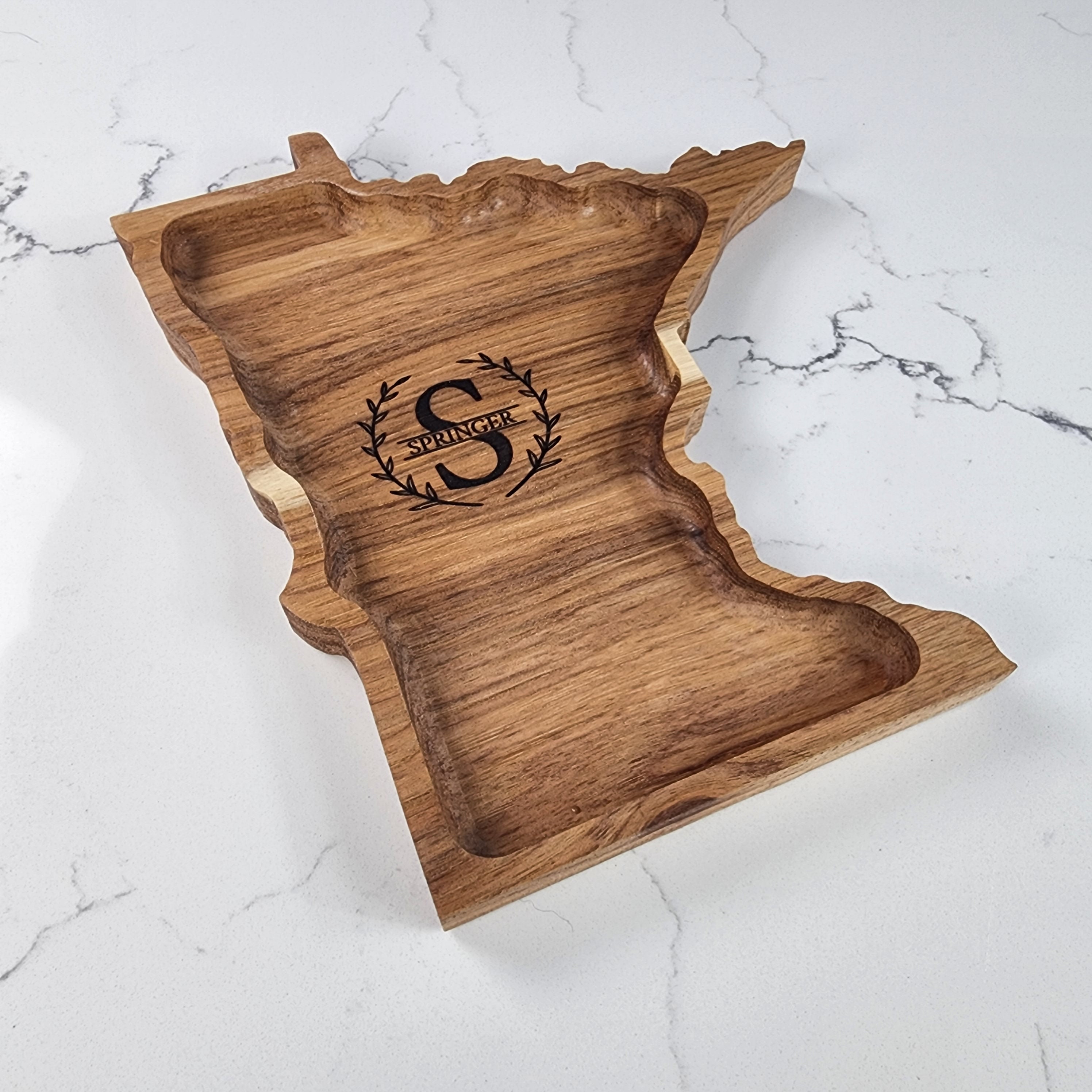 Personalized Minnesota Catch-all Tray Handmade Gift From Solid Hickory ...