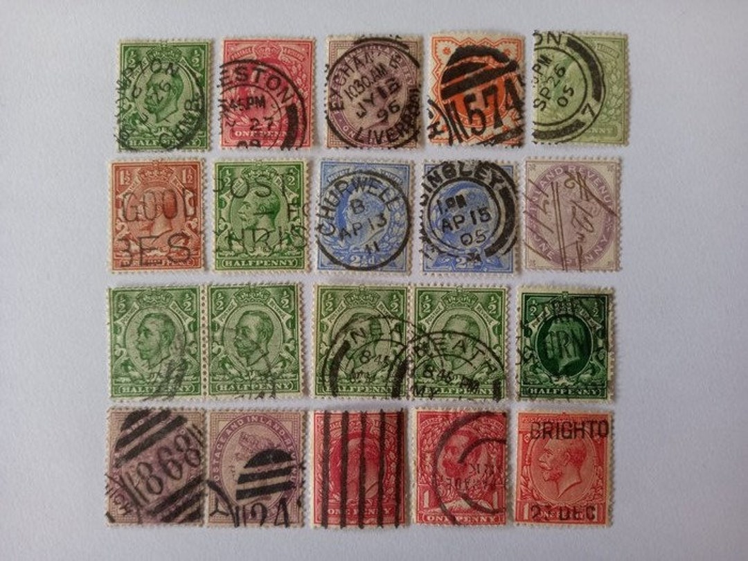 Set of Old Postage Stamps United Kingdom 20 Pieces - Etsy