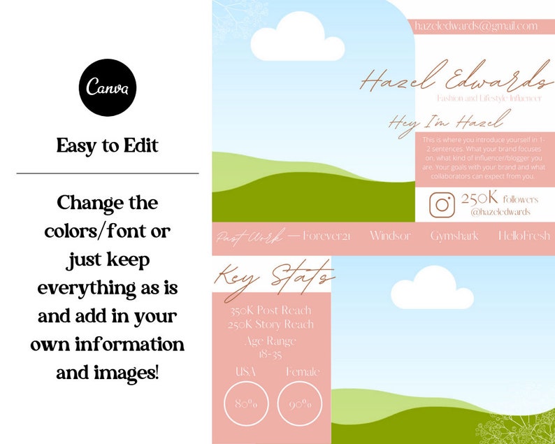 Girly Media Kit Template Canva, Customizable Media Kit, Single Page ...