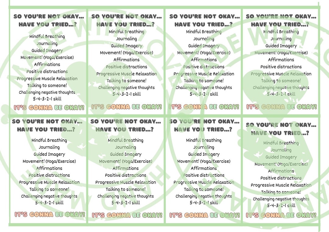 Coping Skills Reminder Cards - Etsy