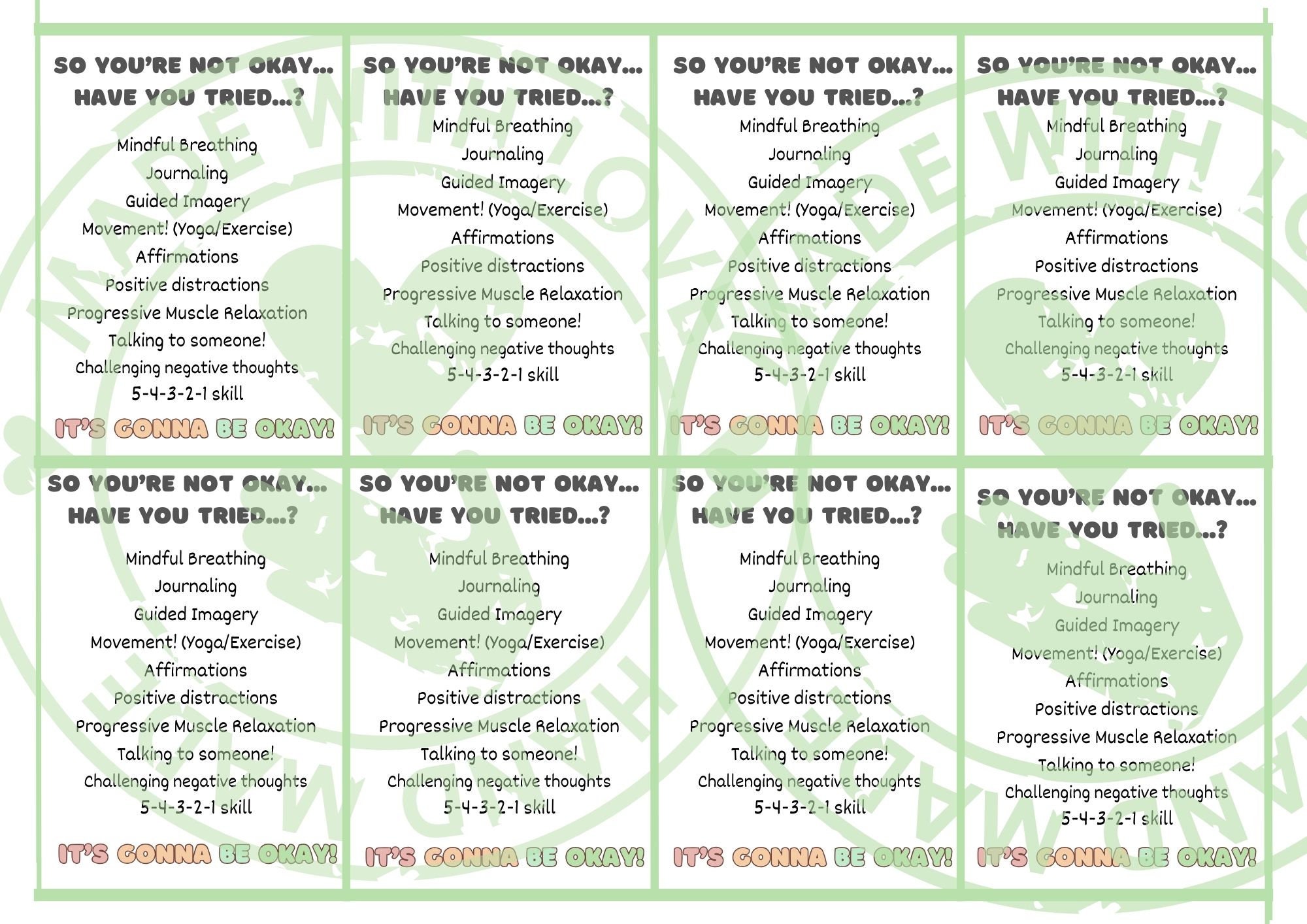 Coping Skills Reminder Cards - Etsy