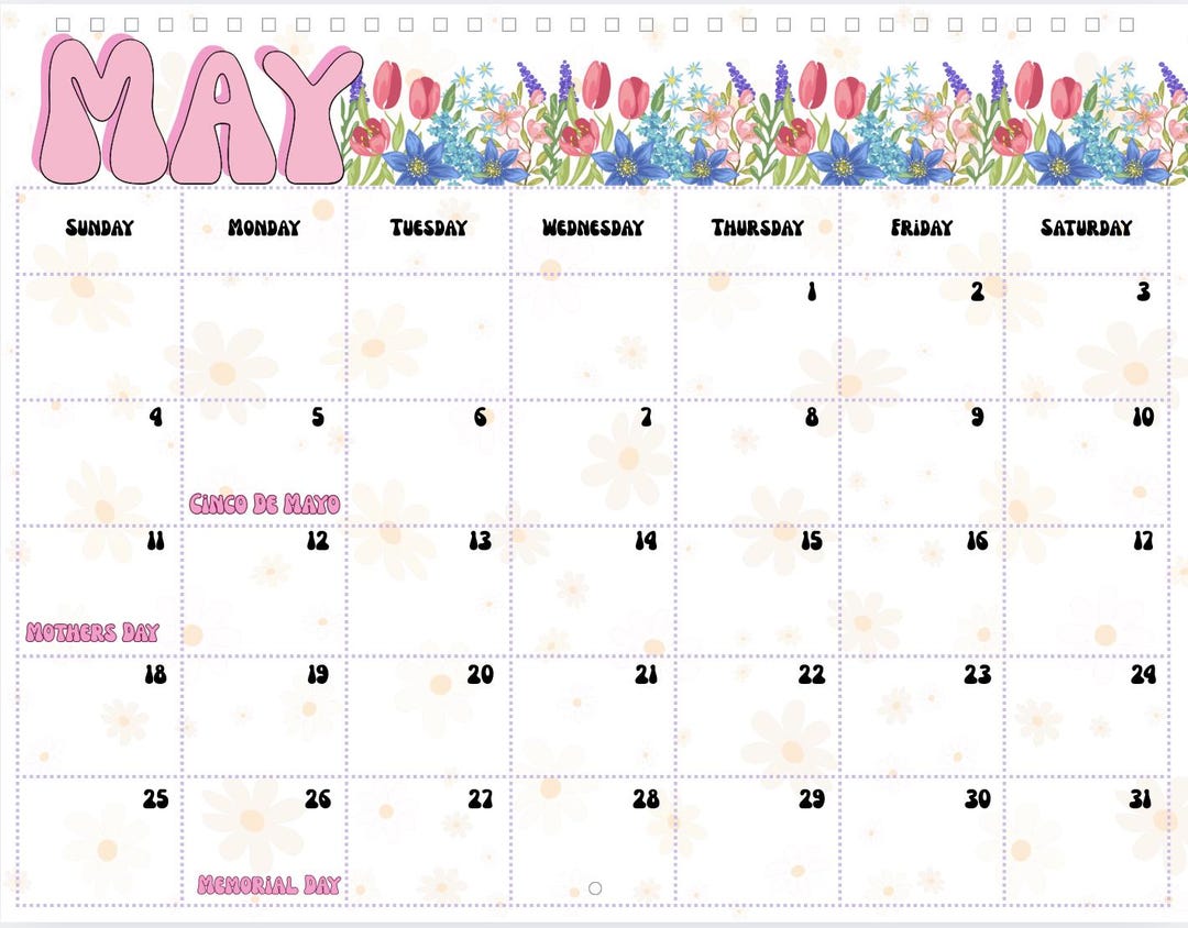 Cute Groovy 13 Month Calendar May 2025-june 2026 - Etsy