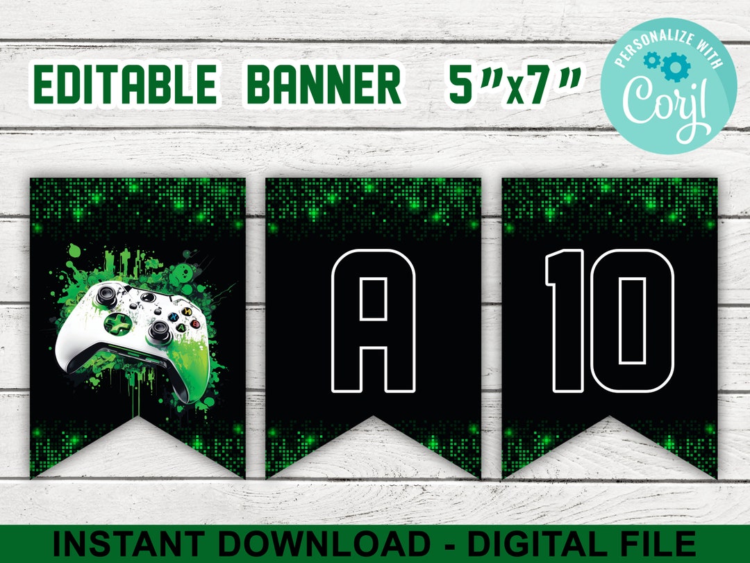Gaming Party Birthday Banner – Bunting – Video Game – Gamer – Game on ...